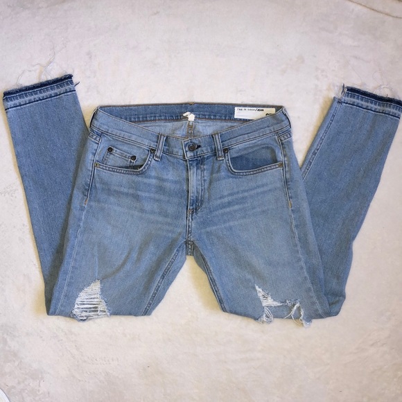 rag & bone | Jeans | Rag Bone Dre Capri Washed Blue Ripped Jeans | Poshmark